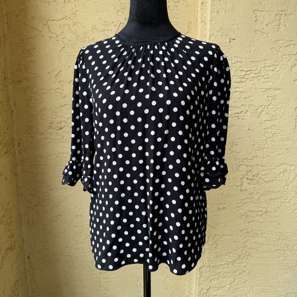 kate spade | Tops | Kate Spade New York Polka Dot Blouse Sz S Viscose ...